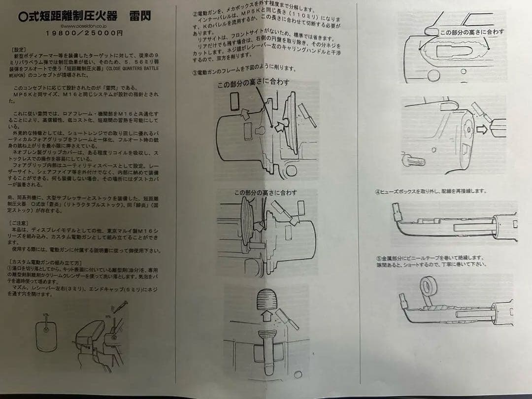 大日本技研 雷閃 O式短距離制圧火器 電動ガン M16用 外装キット 未組立
