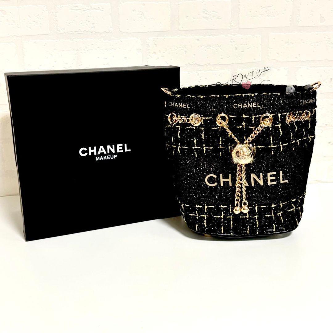 ❤CHANEL❤ブラックラメ巾着ショルダーバッグゴールドチェーン