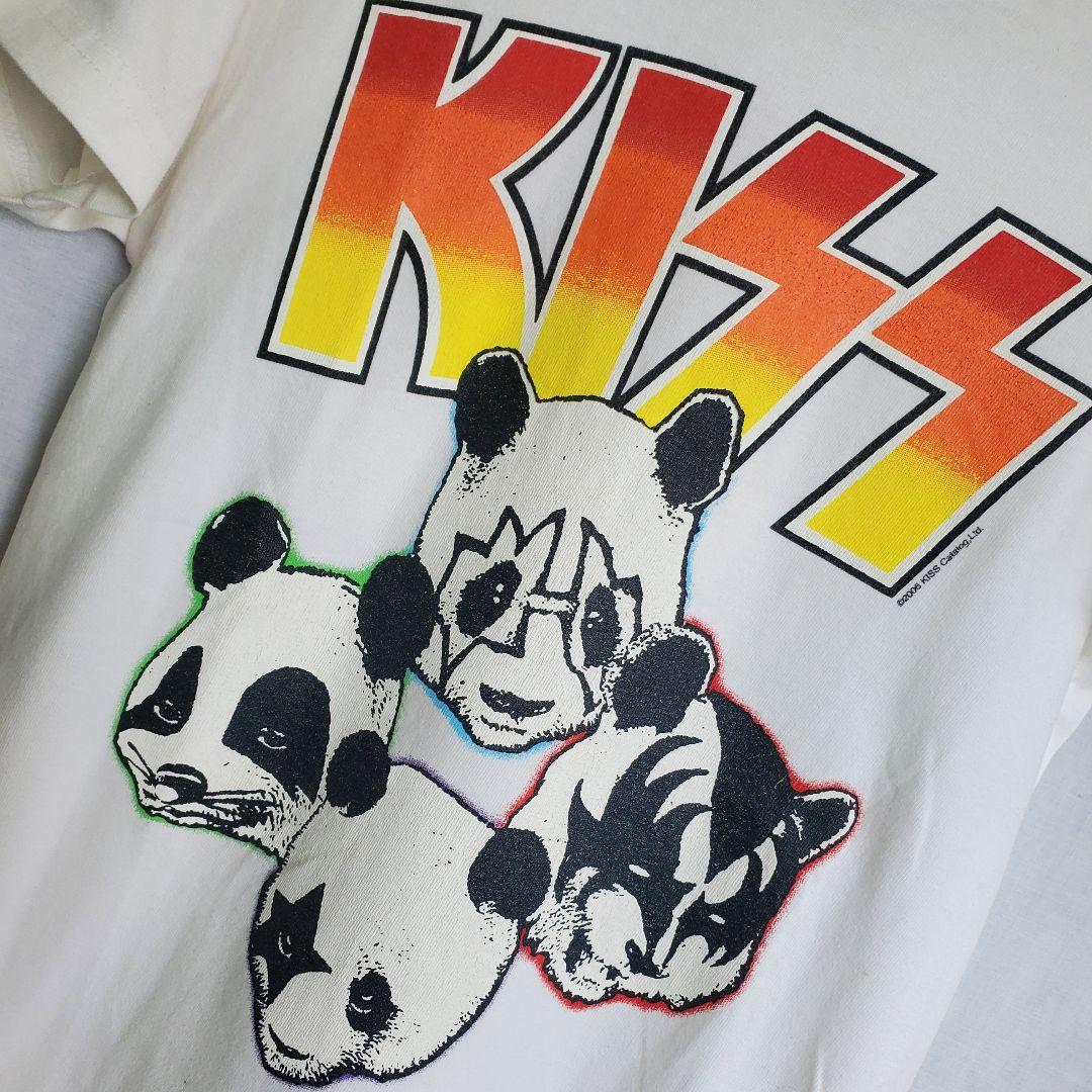 レトロ 当時物 KISS キッス半袖 tシャツ USA製 パンダ 白 バンドT