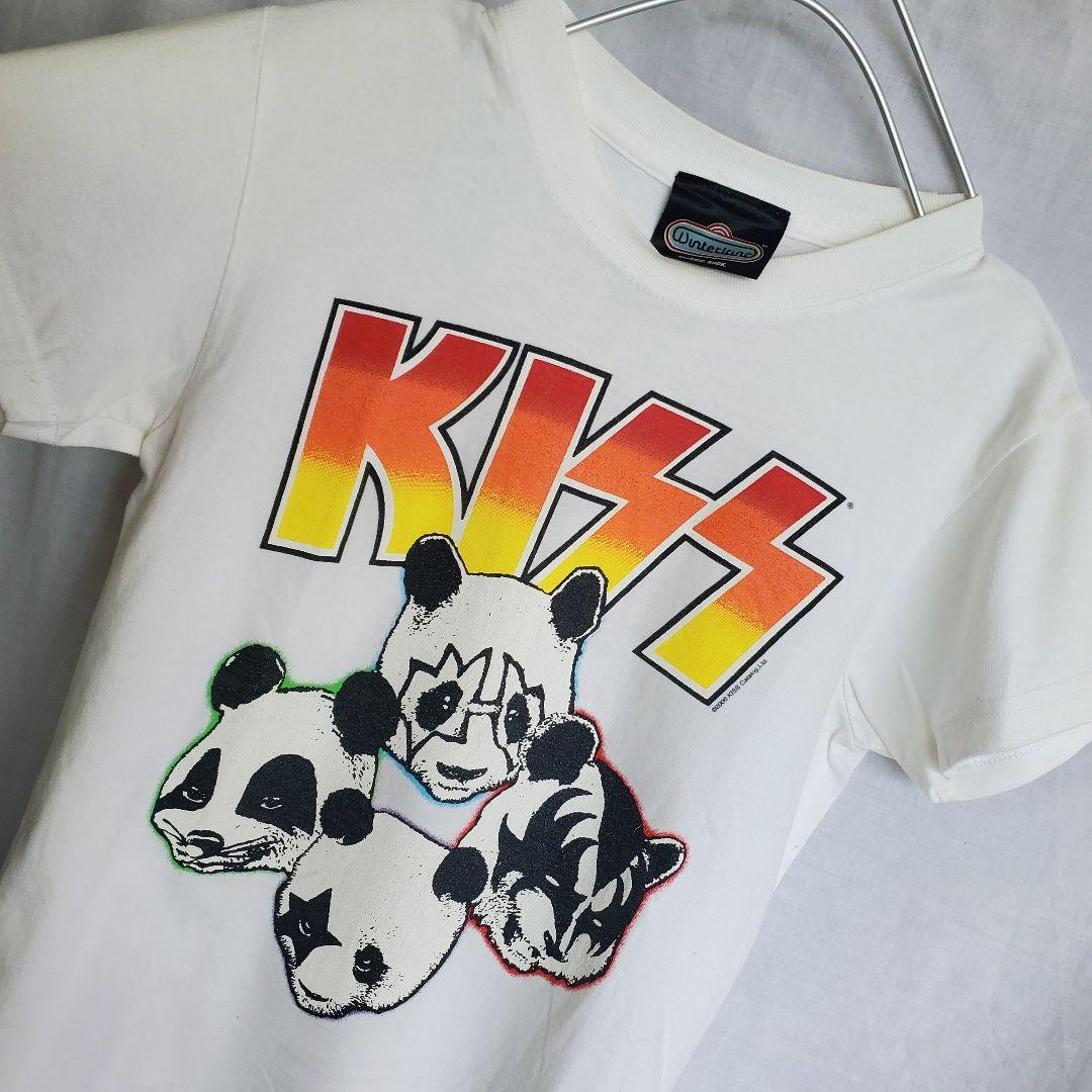 レトロ 当時物 KISS キッス半袖 tシャツ USA製 パンダ 白 バンドT