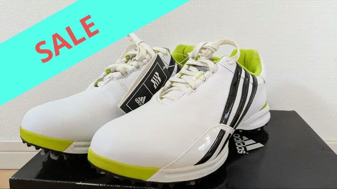 【新品】タグ付き adidas ゴルフシューズ ホワイト/ライム 23cm