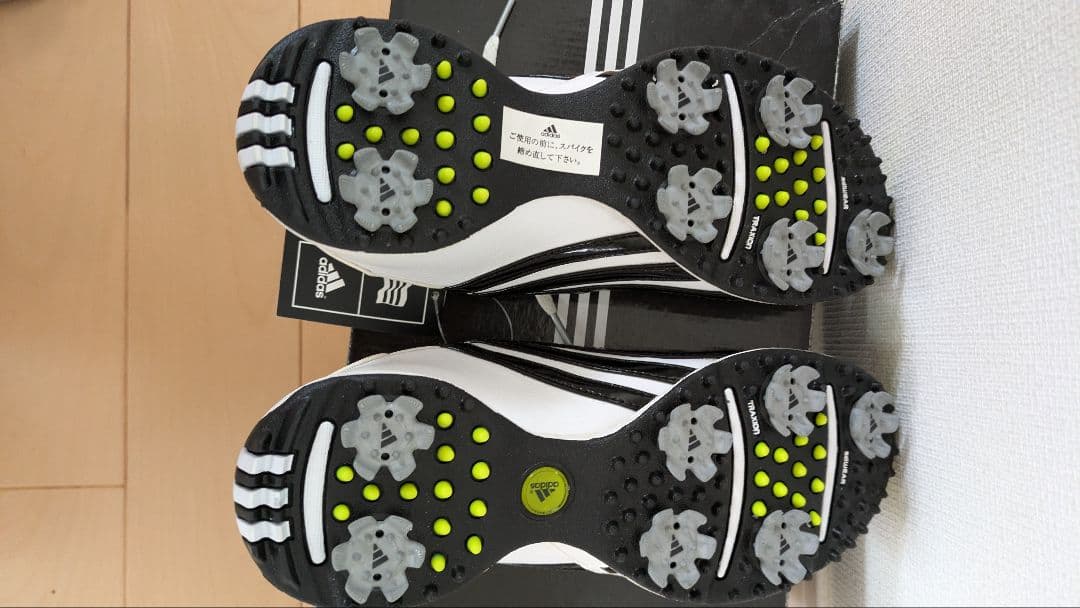 【新品】タグ付き adidas ゴルフシューズ ホワイト/ライム 23cm