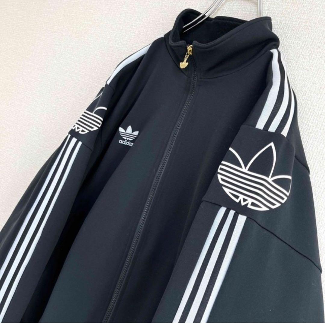 adidas アディダス トラックジャージ ブラック 胸元&両袖ロゴ 90s