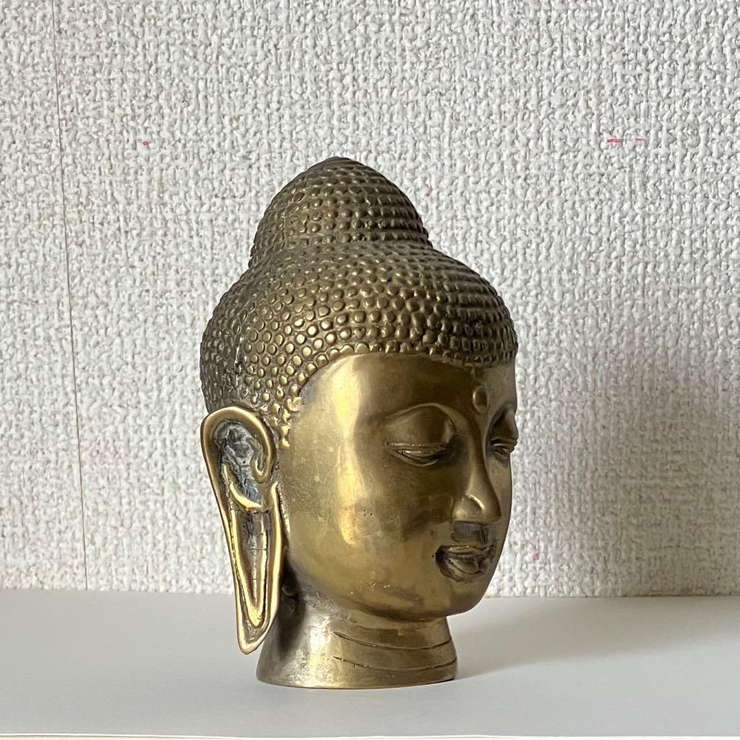 仏頭　骨董品　置物　彫刻　金属工芸品　アンティーク　ビンテージ アート　真鍮
