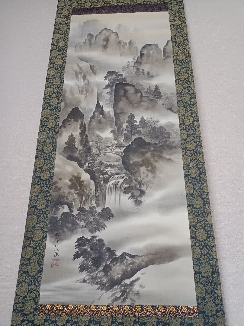 美品 軸 金運 縁起物 おもてなし 絵 龍神 山水 水墨 中国 美術 骨董