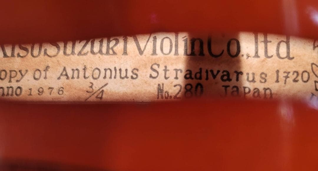 木曽スズキ バイオリン No.280 3/4 1976年製 杉藤弓