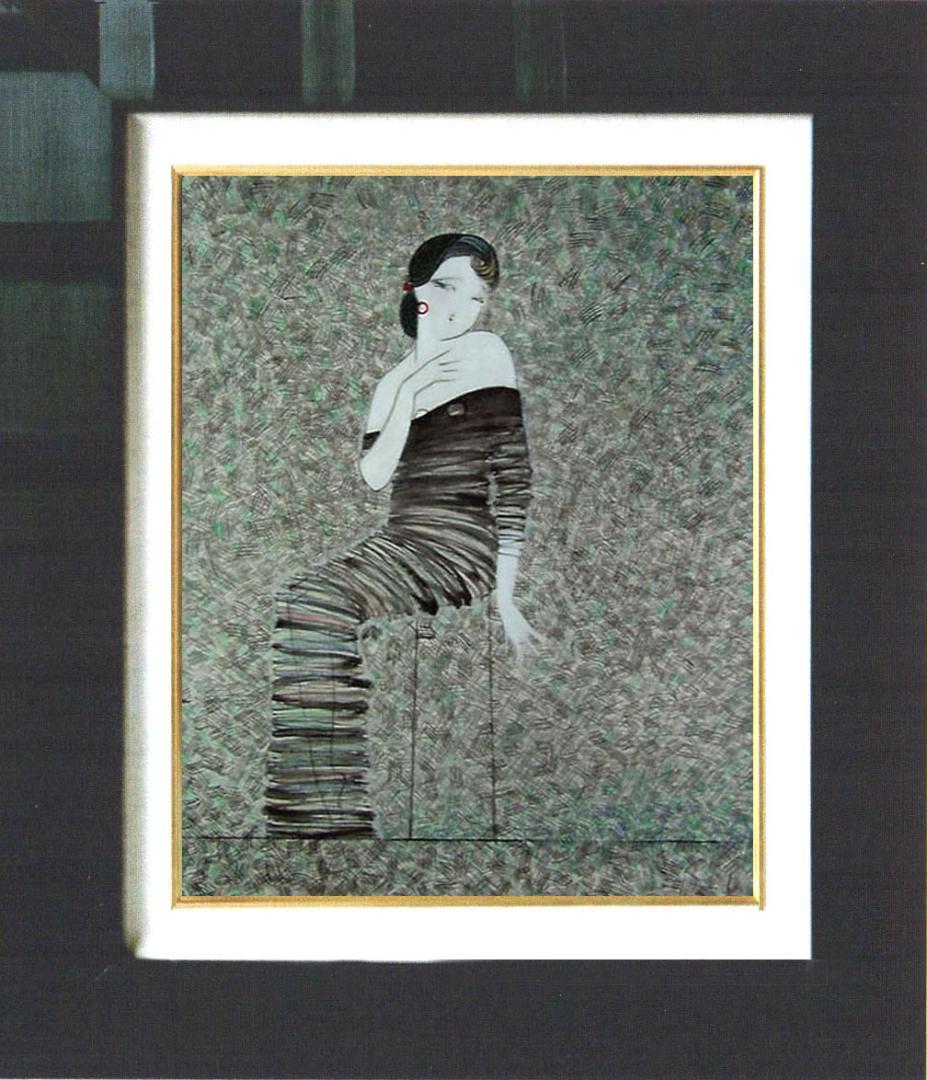 油絵 菅家令子 絵 絵画 インテリア 額付(白) F6-92023 人物 女性像