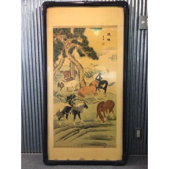 3枚セット 台湾名画 水彩画 水墨画 中国絵画 額縁付 中華料理屋 長庚作