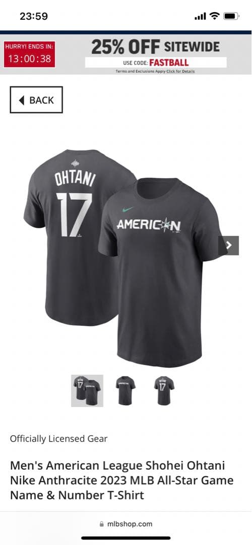 大谷翔平　2023オールスターTシャツ　アメリカSサイズ　ホログラム付き　新品