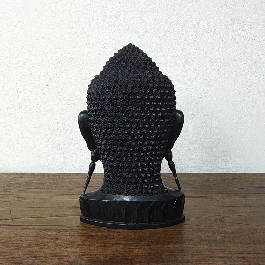 仏教美術【Buddha Head】木彫　彫刻　仏頭　仏像　ブッダ　置物