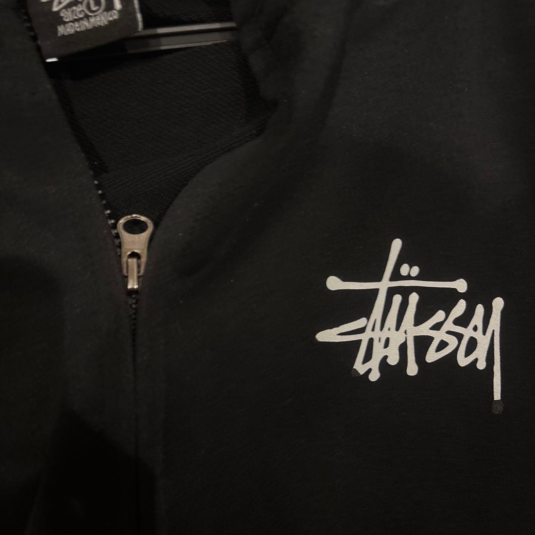 Stussy フーディ Lサイズ 黒ジップパーカー