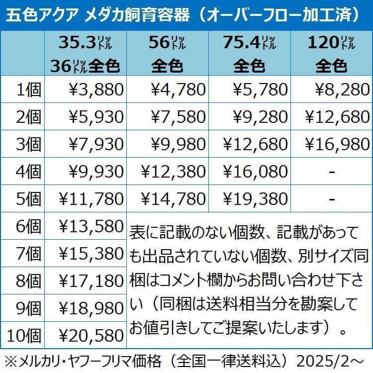 メダカ飼育ケース 56㍑x3個 白黒灰選択可 オーバーフロー付 金魚飼育容器