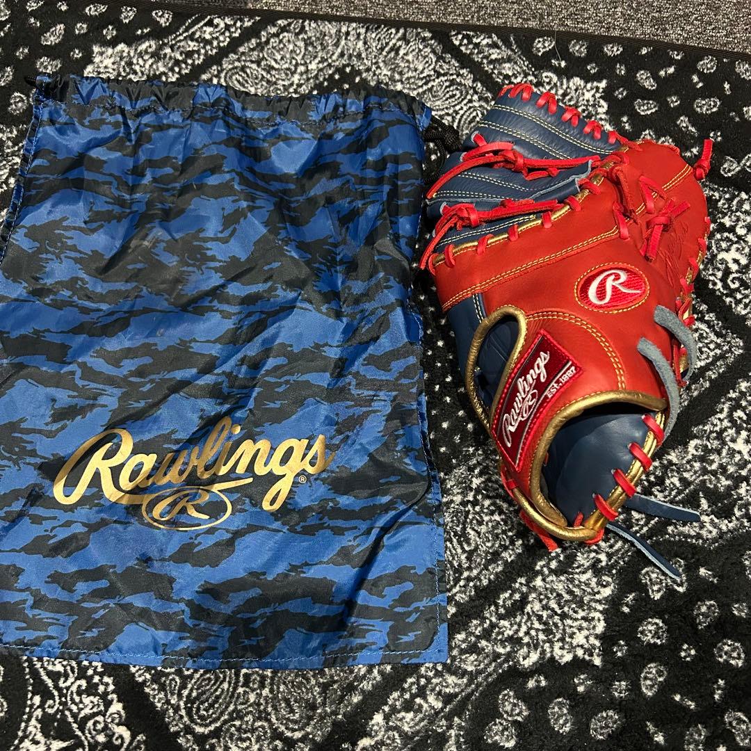 Rawlings 軟式グローブ 青/赤　ファーストミット