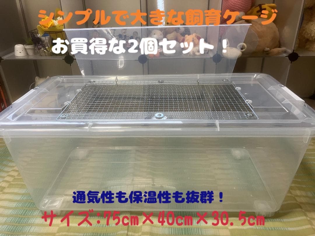 ④【お得２個セット】広い大きい快適な爬虫類・両生類用飼育ケース　ゲージ