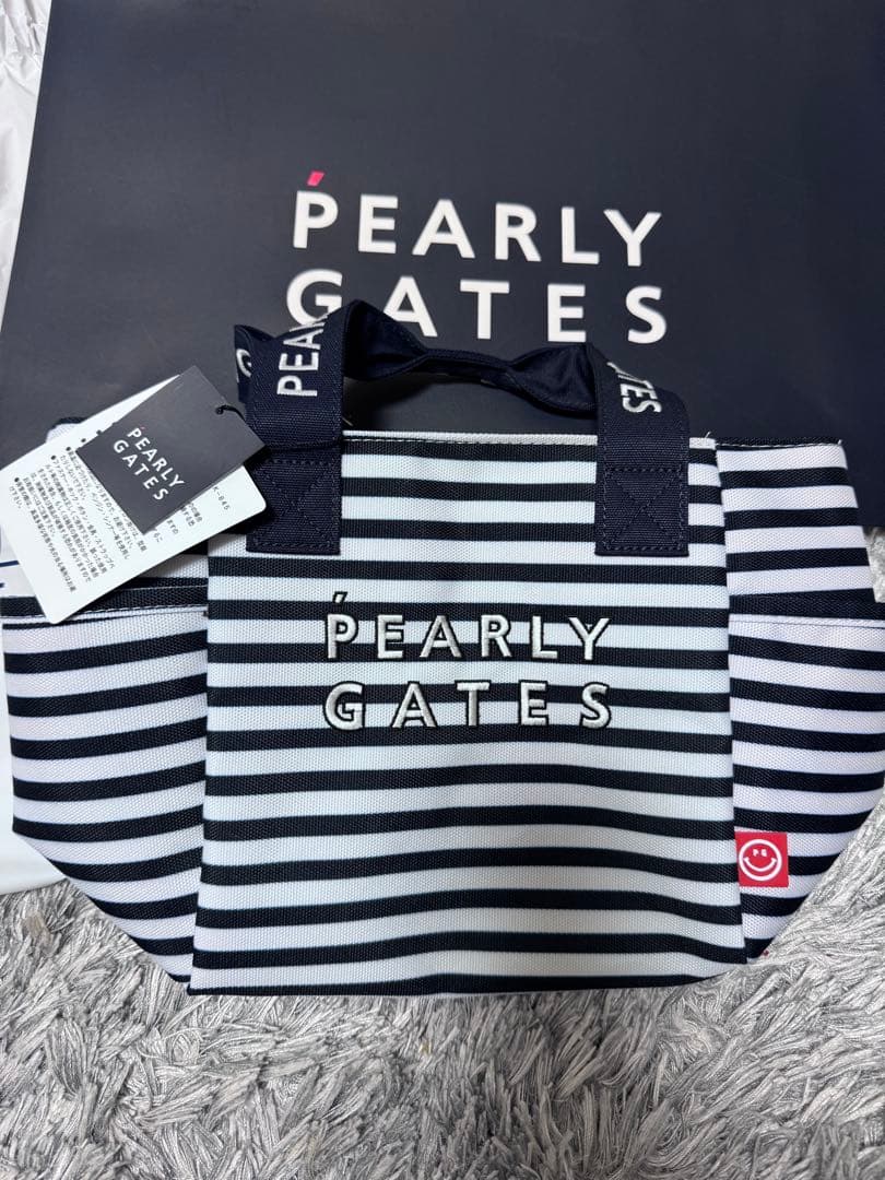 【新品未使用】PEARLY GATES ストライプトートバッグ　ラウンドバック