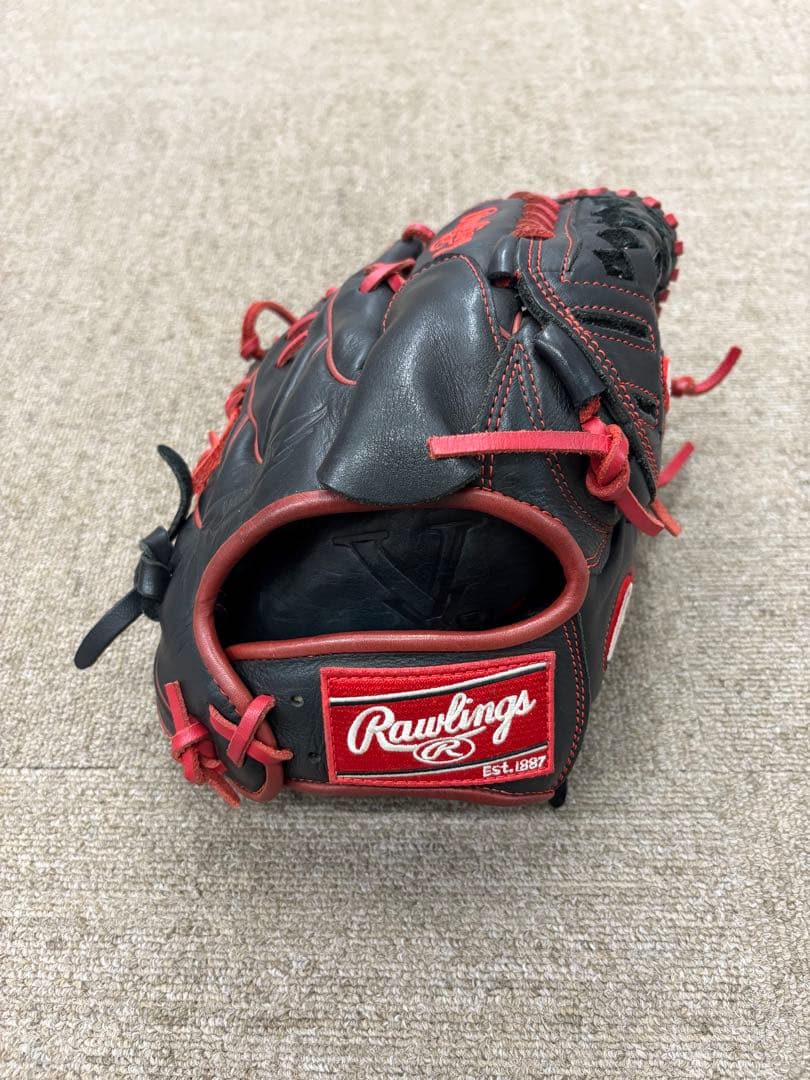 【極美品】Rawlings 軟式グローブ 黒/赤 大人用　ピッチャー用 純正品