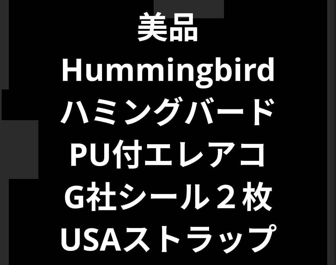 美品 Hummingbird PU付エレアコ G社シール２枚 USAストラップ