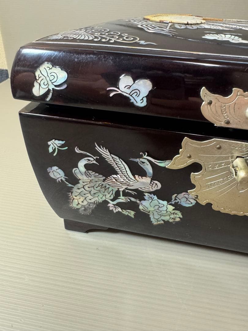 2794 螺鈿細工 花鳥　宝石箱 小物入れ 漆器 アクセサリーケース