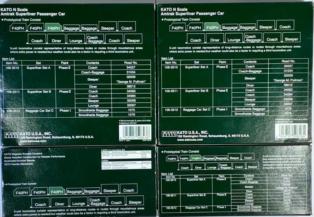 ☆ Amtrak スーパーライナー 客車＆牽引機　F40PH重連モデル☆彡