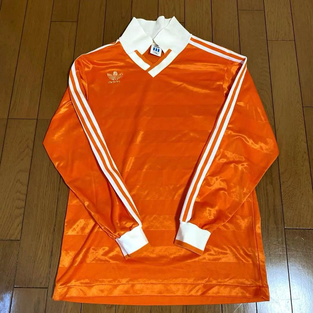 adidas デサント　80〜90s 長袖 オレンジ　ヴィンテージ　トレフォイル