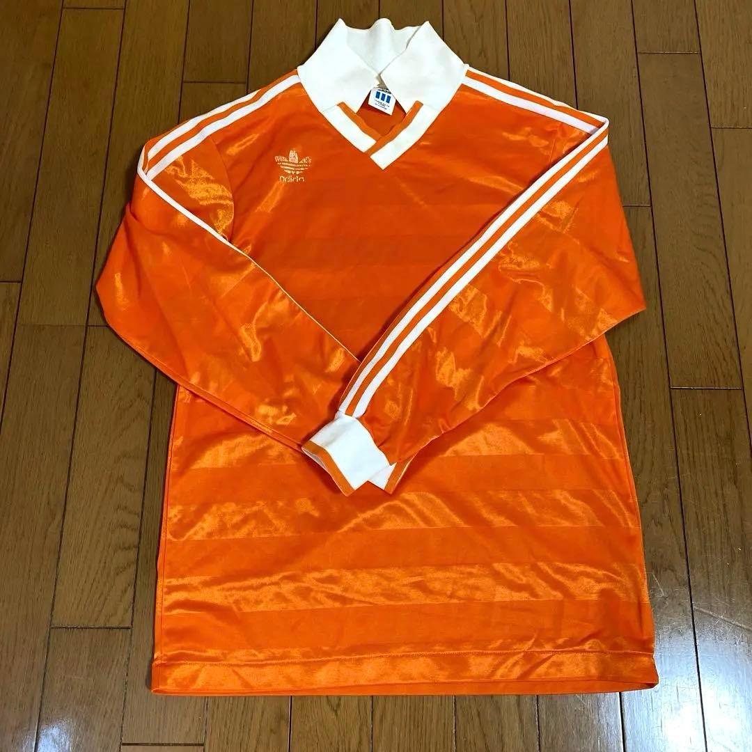 adidas デサント　80〜90s 長袖 オレンジ　ヴィンテージ　トレフォイル