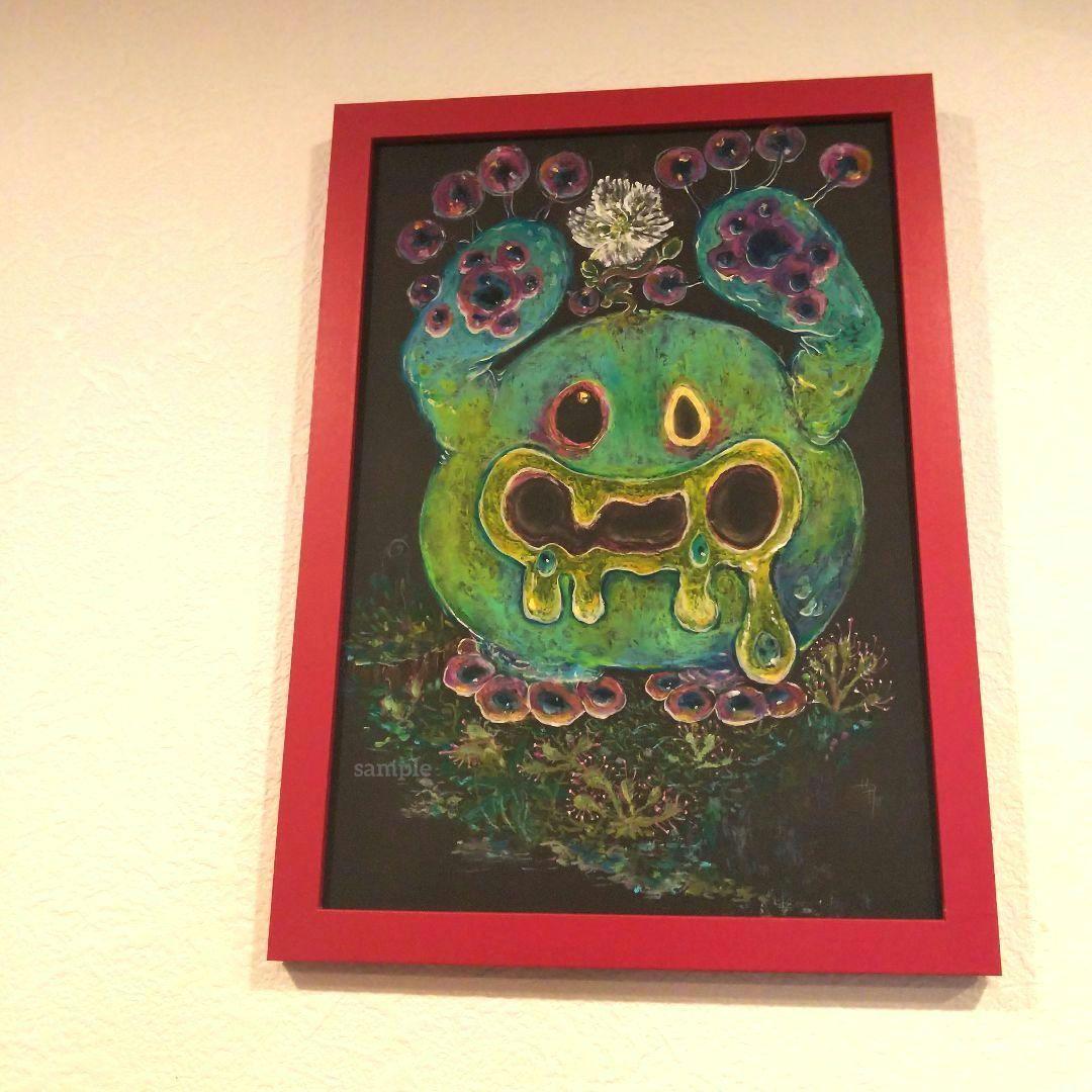 モウセンゴケ 原画 現代アート 絵画 画家 多肉植物 苔 キモカワ ポップ 創作