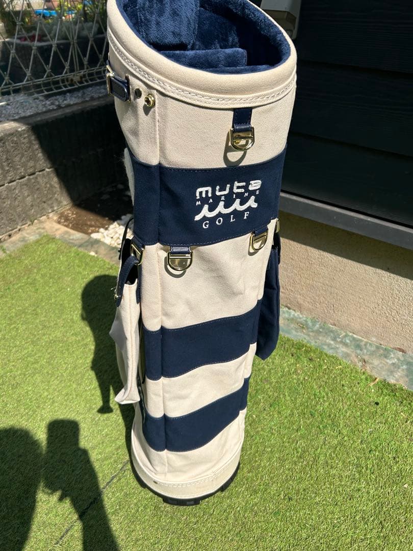 MUTA MARINE GOLF ボーダー柄 帆布製 ホワイト×ネイビー