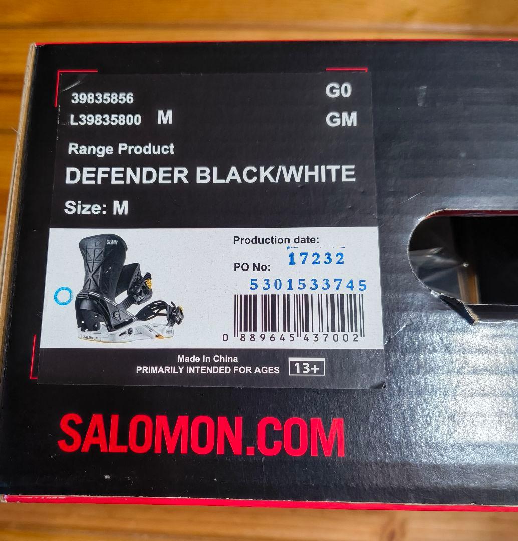 SALOMON DEFENDER ビンディング ブラック/ホワイト (M)サイズ