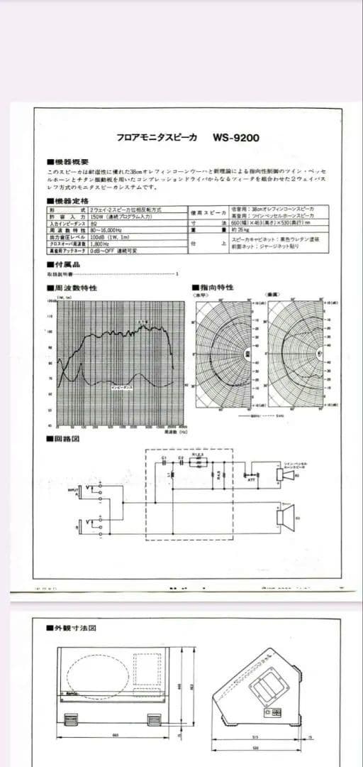 激レア品！ RAMSA WS-9200A　フロアモニタースピーカー①