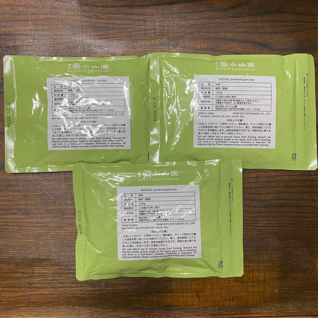 宇治 丸久小山園 抹茶 白蓮 袋入 100g 3袋 小山園