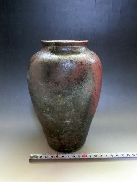 壷●古備前口広立ち瓶壺 古い備前焼き 江戸期 花瓶 花器 古美術 時代物 骨董■