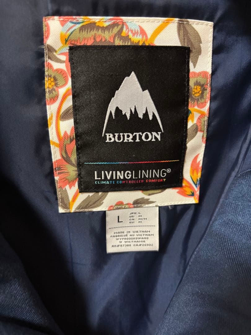 一度使用!BURTONバートン花柄スキーウェアジャケットLスノーボードスキー