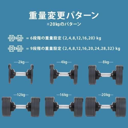 [フレックスベル] FLEXBELL 可変式ダンベル 20kg (4kg刻み)