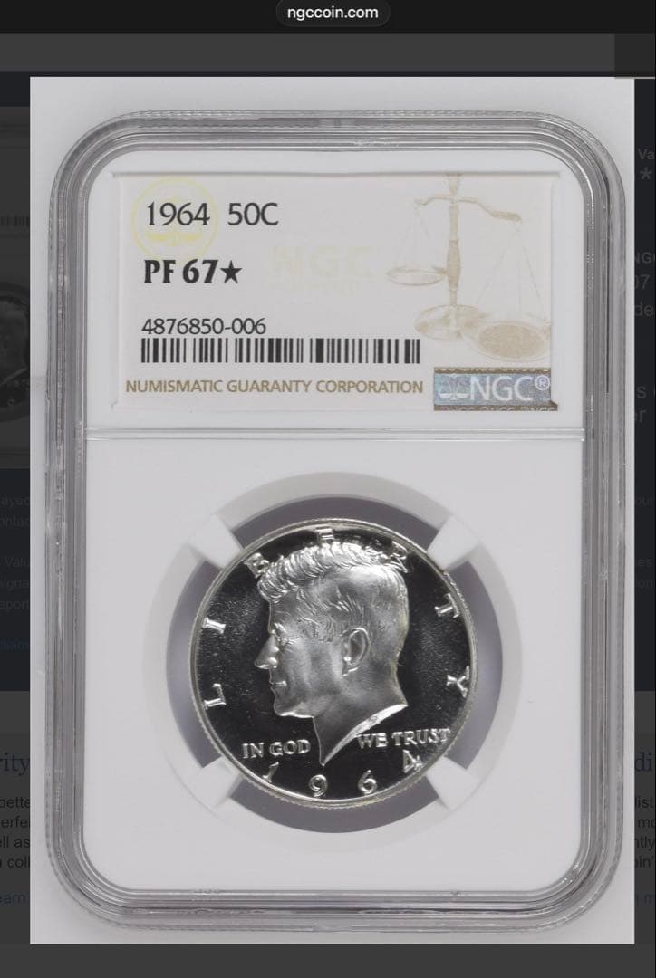 1964 ケネディ ハーフダラー NGC PF67★ スター付