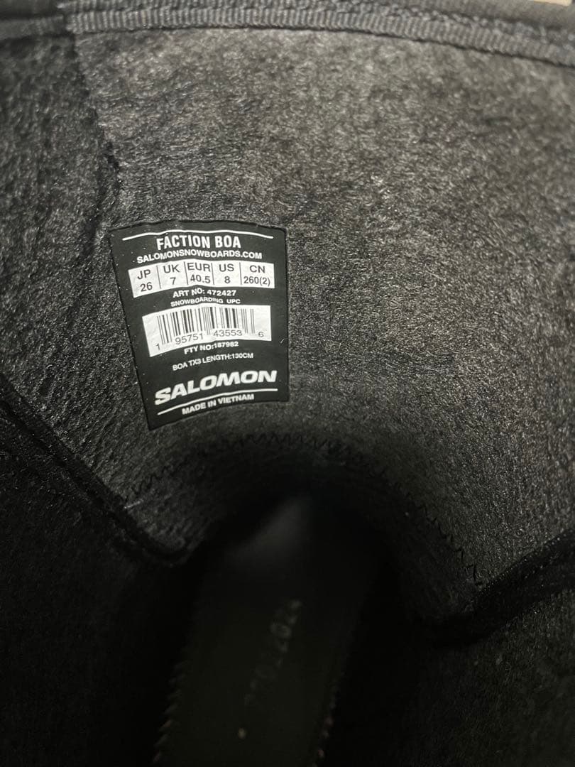 SALOMON　FACTION BOA スノーボードブーツ 保証書あり