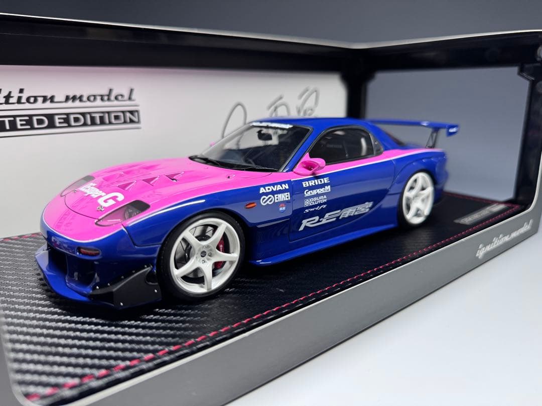 IG 1/18 マツダ RX-7 FD3S RE雨宮 ブルー ピンク フィギュア