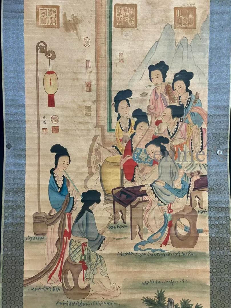 中国古美術 宋代 米芾 人物画 宣紙 書画 唐物 水墨画 掛け軸 女性群像 文房
