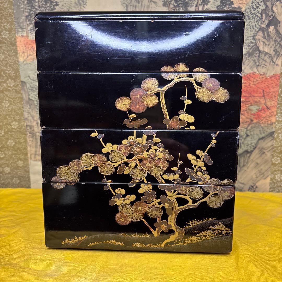 古美術 大名弁当 梅 　松 手提箱 漆器 時代物 稀少物