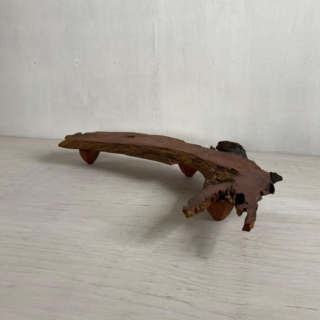 古い木製 展示台 花台 ローテーブル 欅一枚板 耳付き