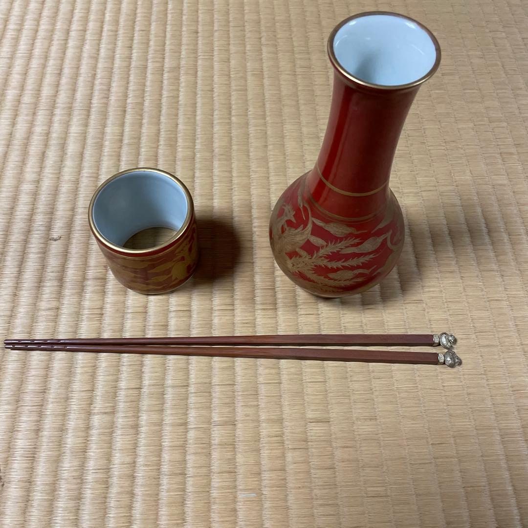 伝統工芸品　茶箱　玉堂窯　茶道具一式　（茶碗・水指・蓋置・花入・飾り火箸）
