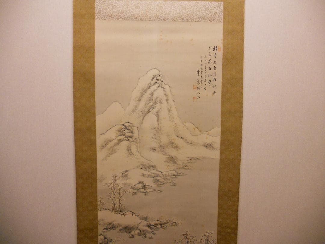 掛け軸 釧雲泉 絹本 希少 南画 山水画 軸装 茶道具 掛軸 です。