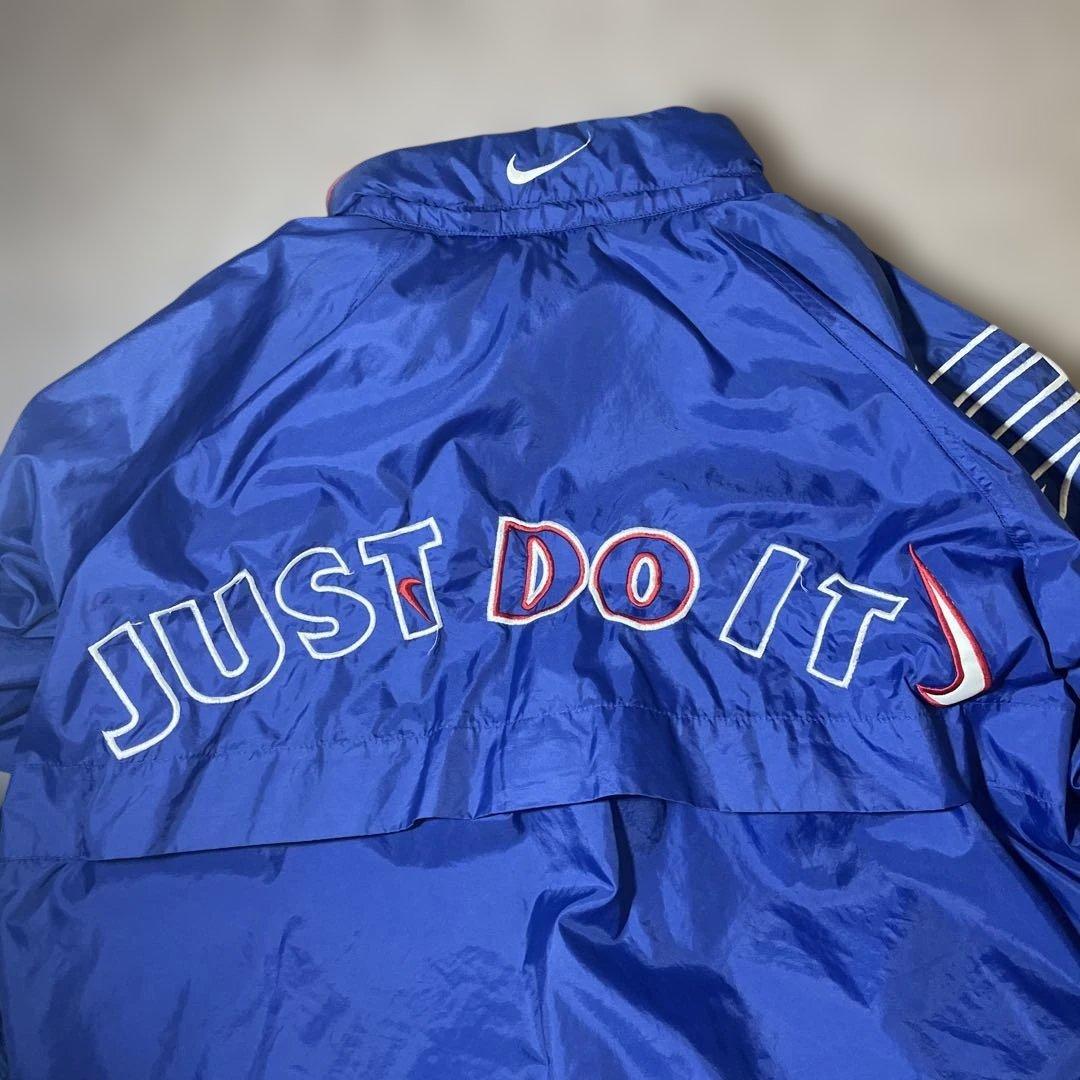 Nike ナイロン上下セット M 青 JUST DO IT ビンテージ　ナイキ