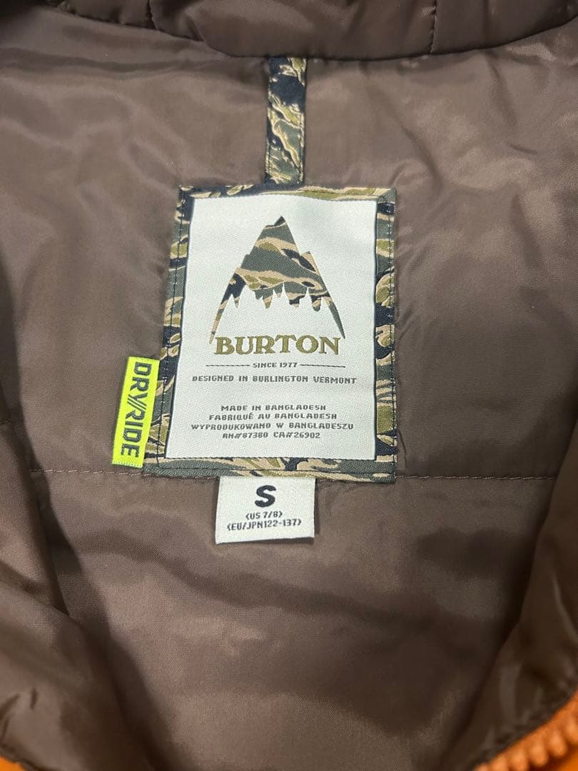 BURTON バートン子供用 フード付きジャケット Sサイズ オレンジ