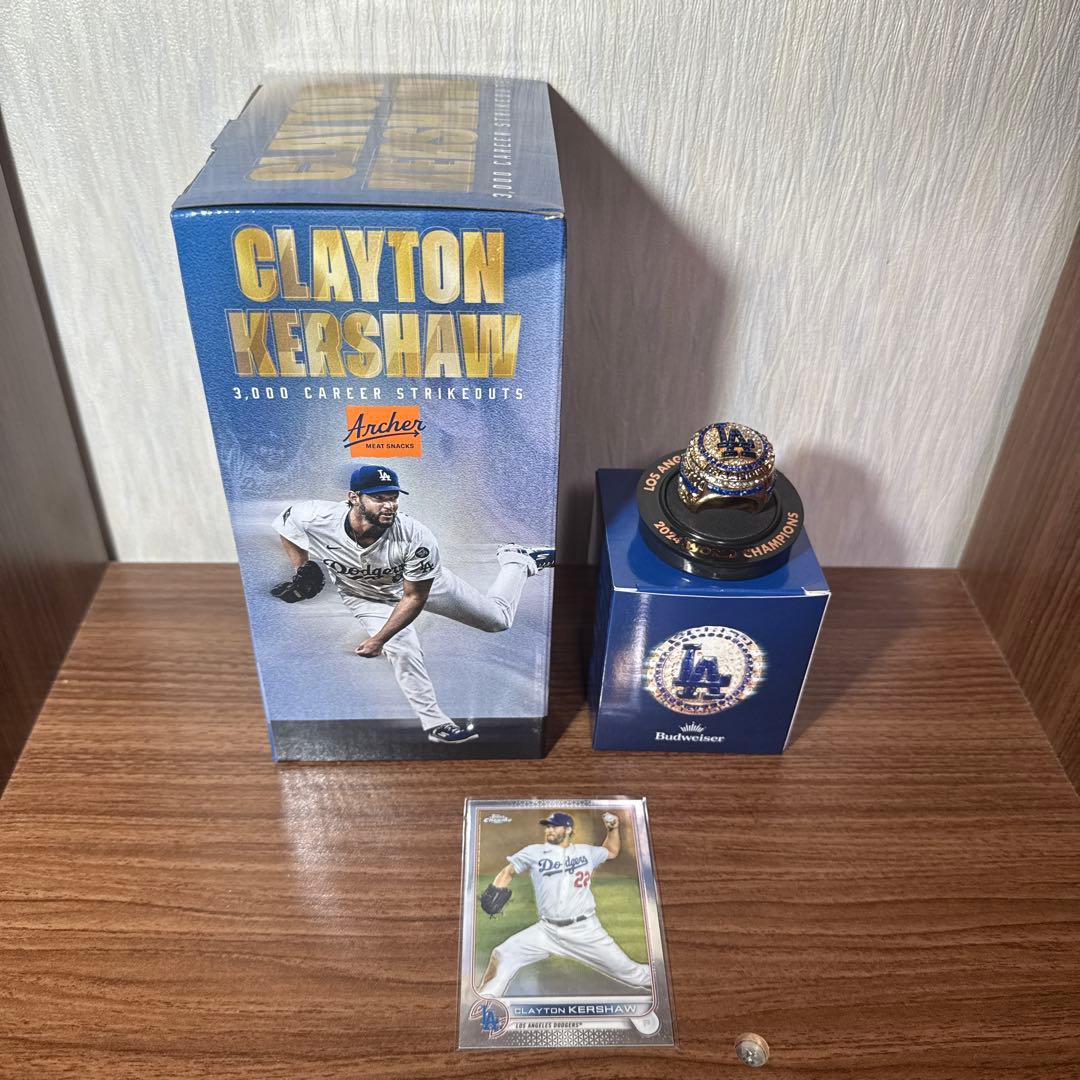 CLAYTON KERSHAW 3000奪三振記念ボブルヘッド　リング豪華セット