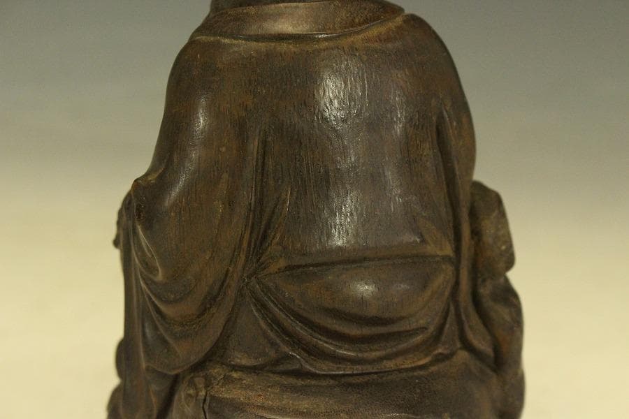 中国美術 竹根 刻 如意手 寿老人 置物 高15.8cm(A270)