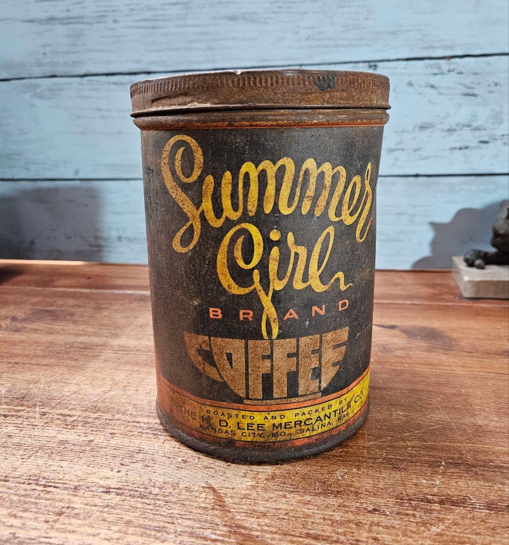 HD LEE COMPANY SUMMER GIRL COFFEE TIN缶