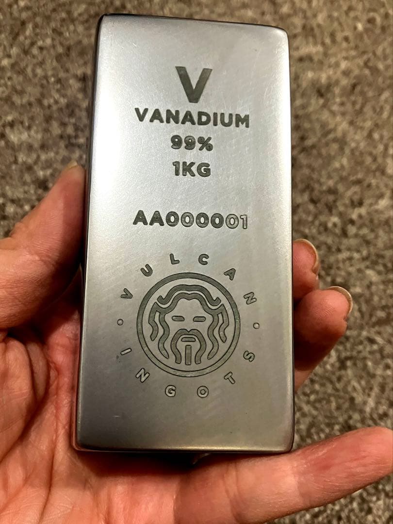 希少　バナジウム　インゴット1kg レアメタル　元素標本　vanadium
