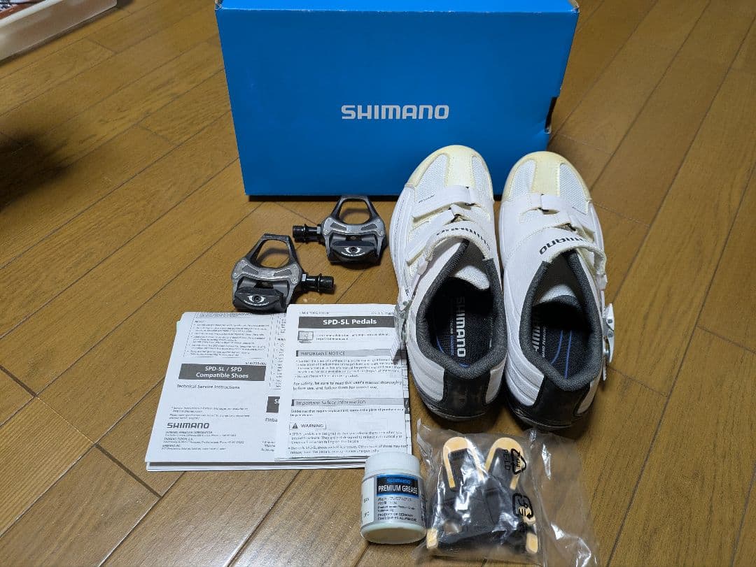 SHIMANO SPD-SL シューズ、ペダル、クリート、グリスのセット
