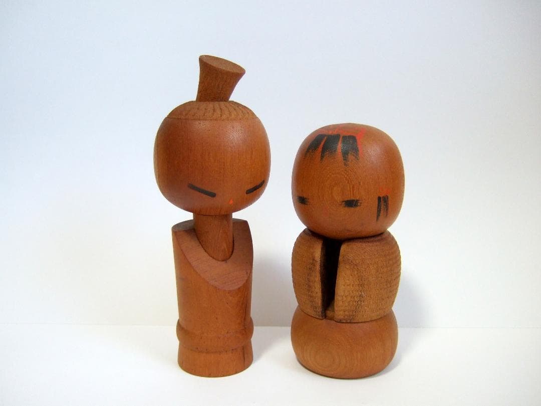 創作こけし 相田晴峰 2体まとめて / Kokeshi dolls