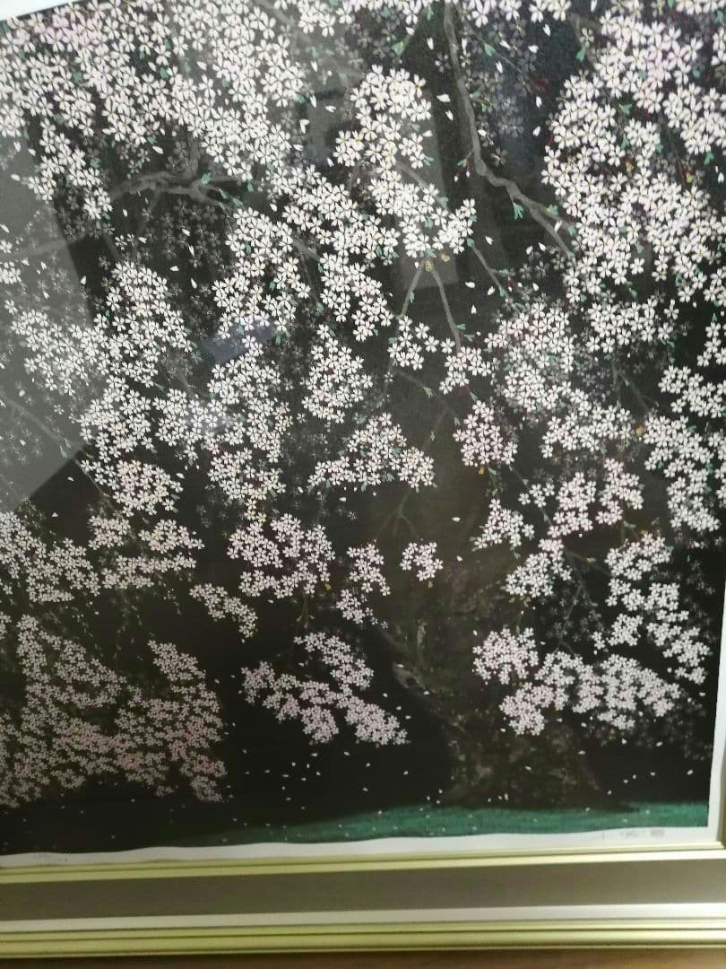 中島千波 「桜花春宵」リトグラフ　版画　桜　日本画　限定